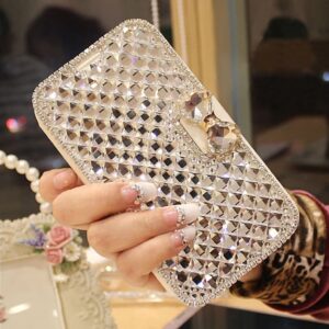 shinyzone compatible with samsung galaxy a23 5g/4g bling wallet case for woman stylish diamond pu leather flip folio stand case with card holder,3d sparkle crystal bowknot magnetic buckle