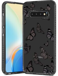 toycamp for samsung galaxy s10 plus case, cute funny butterflies design for women girls boys teens for galaxy s10 plus cases, cute cartoon black butterflies print cover for s10+ case, 6.4''