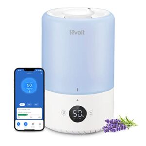 levoit dual 200s smart humidifiers for bedroom, top fill, customize humidity for home, baby nursery & plants with humidistat, essential oil diffuser, schedule, timer, app & voice control, 3l, blue