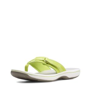 clarks womens breeze sea flip flop, lime synthetic, 5 us