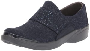 bzees women's pizazz slip-on loafer, navy sparkle, 8