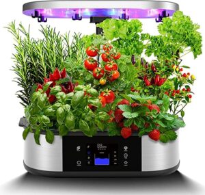 hydroponics growing system, sxycmy growing plants up to 30 inches with powerful 30w 120 led grow light, silent pump, automatic timer for home kitchen gardening, app & wifi remote control