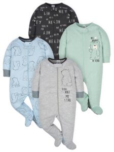 gerber baby boys' 4 pack sleep 'n play footie, bear, 3-6 months