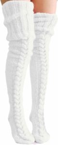 springcmy women's cable knitted high boot socks extra long winter over knee stockings leg warmers