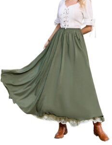 womens plus size long skirt vintage a line flowy renaissance victorian skirts army green xxl