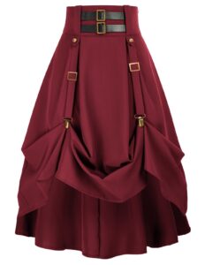 scarlet darkness ren faire skirt goth punk midi skirt halloween cosplay costume burgundy 2xl