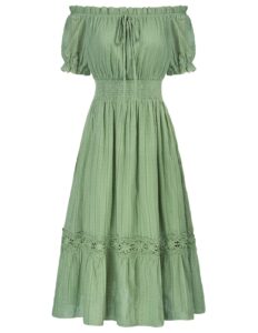 renaissance dress for women medieval midi length vintage dresses light green l