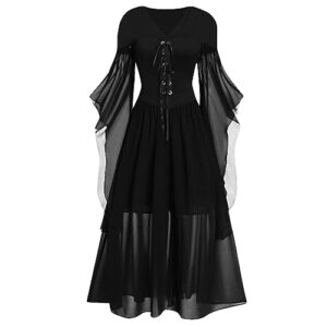 halloween costumes lace up gothic dresses fairy costume for women renaissance dress women halloween costumes for teen girls ren faire corset cosplay costumes for women medieval dress（6-black,small）