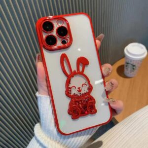 oudini cute rabbit case for iphone 14 pro max 13 12 11 15 x xr xs 8 7 plus bear transparent camera protector cover (color : 10, size : for iphone 15 pro)