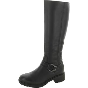 clarks women's hearth rae knee high boot, black leather, 8