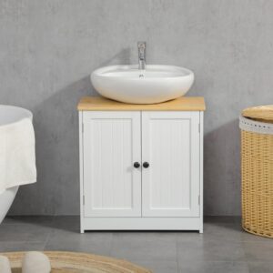 pedestal sink storage cabinet with 2 doors traditional under sink cabinet bathroom space saver organizer with adjustable shelf white bathroom vanity cabinet,bathroom sink vanity 23.5"w x 13"d x 23.5"h