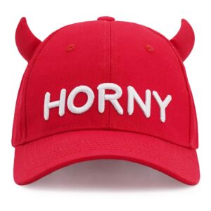 popcrew horny hat - funny christmas joke gag cap - unisex baseball cap (horny)