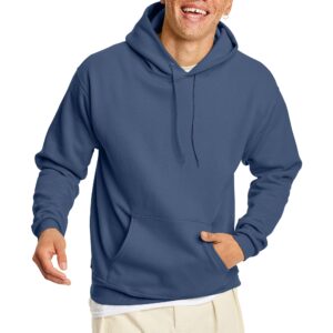 hanes comfortblend ecosmart hoodie, midweight fleece, pullover hooded sweatshirt for men, denim blue, 5x large