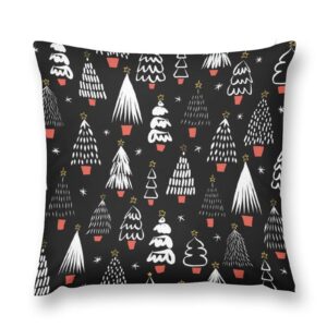 meaudiwes throw pillow cover christmas decorations trees black and white home decor, 24 x 24 inches soft short plush cushion pillowcases for sofa couch bed chair