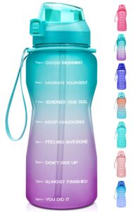 fidus large half gallon/64oz motivational water bottle with time marker & straw,leakproof tritan bpa free water jug,ensure you drink enough water daily for fitness,gym and outdoor sports