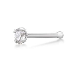 lavari jewelers 20 gauge 0.07 carat lab grown diamond straight bone nose stud for women - 14k white gold 2.7mm (d-e, i2-i3, cttw) nose ring - unisex nostril piercing jewelry - body piercing for men