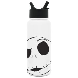 simple modern disney nightmare before christmas water bottle with straw lid insulated stainless steel metal thermos | gifts for women men reusable leak proof flask | summit collection | 32oz