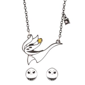 disney the nightmare before christmas womens necklace and earrings set - zero and jack jewelry set - jewelry sets for women