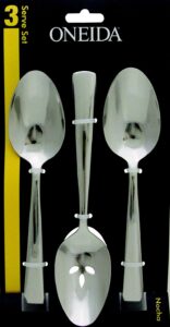 oneida nocha everyday flatware serving spoons, set of 3 18/0 stainless steel, silverware set