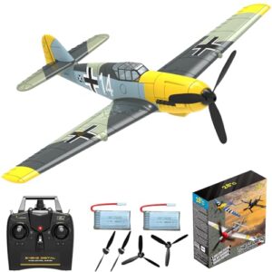 28°c rc plane 4 channel remote control airplanes, 4-ch rc airplane ready to fly bf-109 radio controlled aircraft for beginners with xpilot stabilization system, one key aerobatic airplane(76111 rtf)