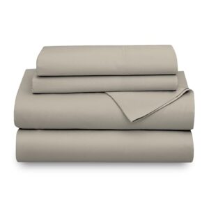 supreme elegance hotel luxury cotton blend beige sheet set queen size, 1200 thread count ultra soft sateen sheet set, moisture wicking & wrinkle resistant, easy care fall bedding set