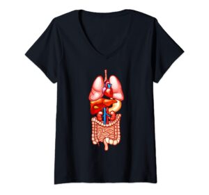 womens internal human organs viscera halloween party costume tee v-neck t-shirt