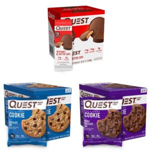 quest nutrition protein cookies, cups and more bundle (12 count)