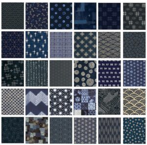 10 indigo blue fat eighth fabric bundle