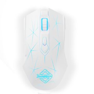 aj52pro wired wireless bluetooth gaming mouse with rgb led backlight adjustable 10000dpi ergonomic 7 programmable button rechargeable 800mah battery 2.4ghz usb receiver for pc mac ps4 gamer(starwhite)