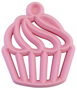 itzy ritzy silicone baby teether – bpa-free infant teether with easy-to-hold design & textured back side to massage & soothe sore, swollen gums - teething toy for 3 months & up - cupcake