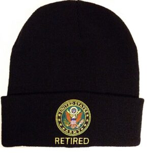 eagle crest u.s. army retired knit beanie cap. black