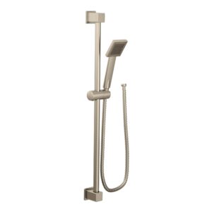 moen 90 degree brushed nickel modern eco-performance handshower handheld shower with 30-inch slide bar and 69-inch metal hose, s3879epbn