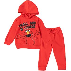 sesame street elmo infant baby boys fleece pullover hoodie & pants red 18 months