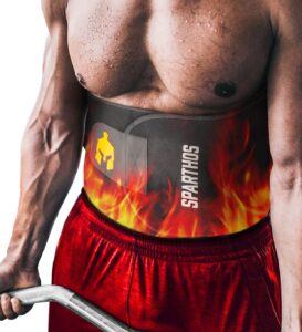 sparthos waist trimmer belt - neoprene waste trainer trainers band for workout, sweat stomach fat - sweet burning sauna slimming ab shaper belt - lose belly tummy corset - for men and women (xl)