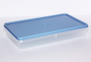 tupperware cold cut keeper (true blue seal) - rectangular, flip top, slender, medium, modern, professional, food storage container