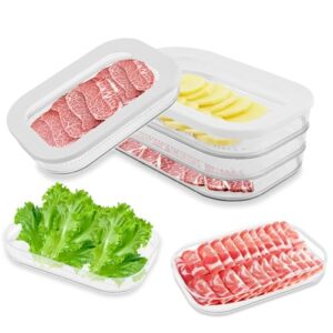 feunu deli meat container for fridge, 3pcs bpa-free rectangular lidded box with flip top lid, 18.6oz each, 5x6 inches