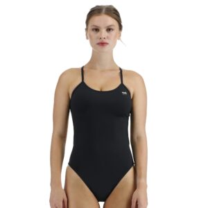 tyr women's standard durafast elite cutoutfit swimsuit, black, 32