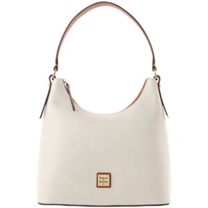 dooney & bourke women's hobo bag in pebble grain leather, large handbag with single shoulder strap, white