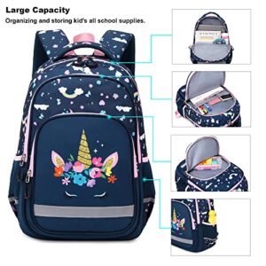 School Backpacks Set for Girls Boys Teens, Kids Elementary Middle School Bag Bookbag with Insulated Lunch Bag Pencil Case (Unicorn)