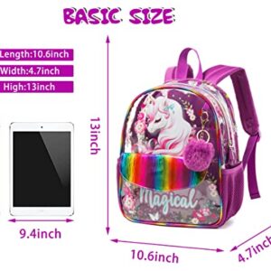 MOHCO Toddler Clear Backpack 13 inch Preschool Backpack Kindergarten Bookbag with Lunch Bag and Pencil Case for Boys and Girls