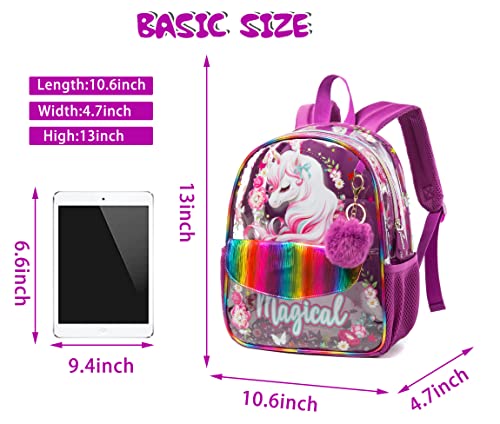 MOHCO Toddler Clear Backpack 13 inch Preschool Backpack Kindergarten Bookbag with Lunch Bag and Pencil Case for Boys and Girls